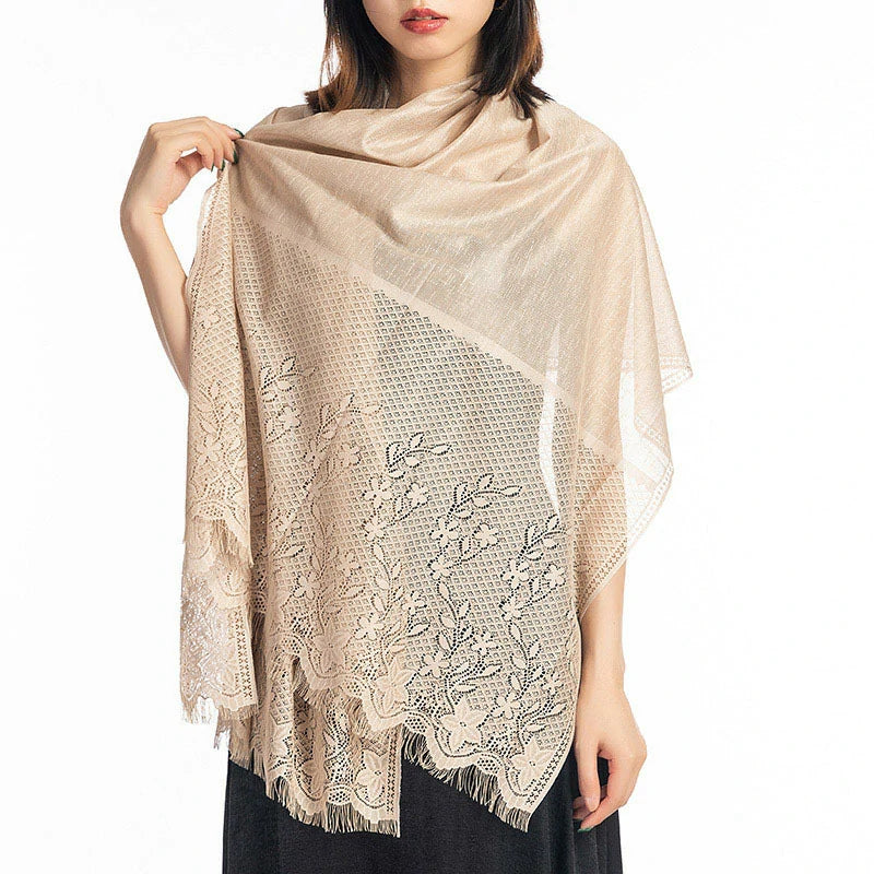 Wholesale Lace Flowers Tiedye Tassel Long Scarf Shawl – Rose scarves ...